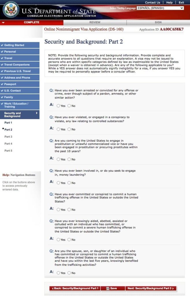 Cómo llenar el Formulario DS-160 paso a paso 2025